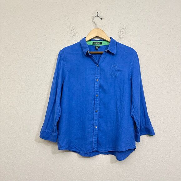 Lauren Ralph Lauren | Tops | Lauren Ralph Lauren Womens Linen Button ...